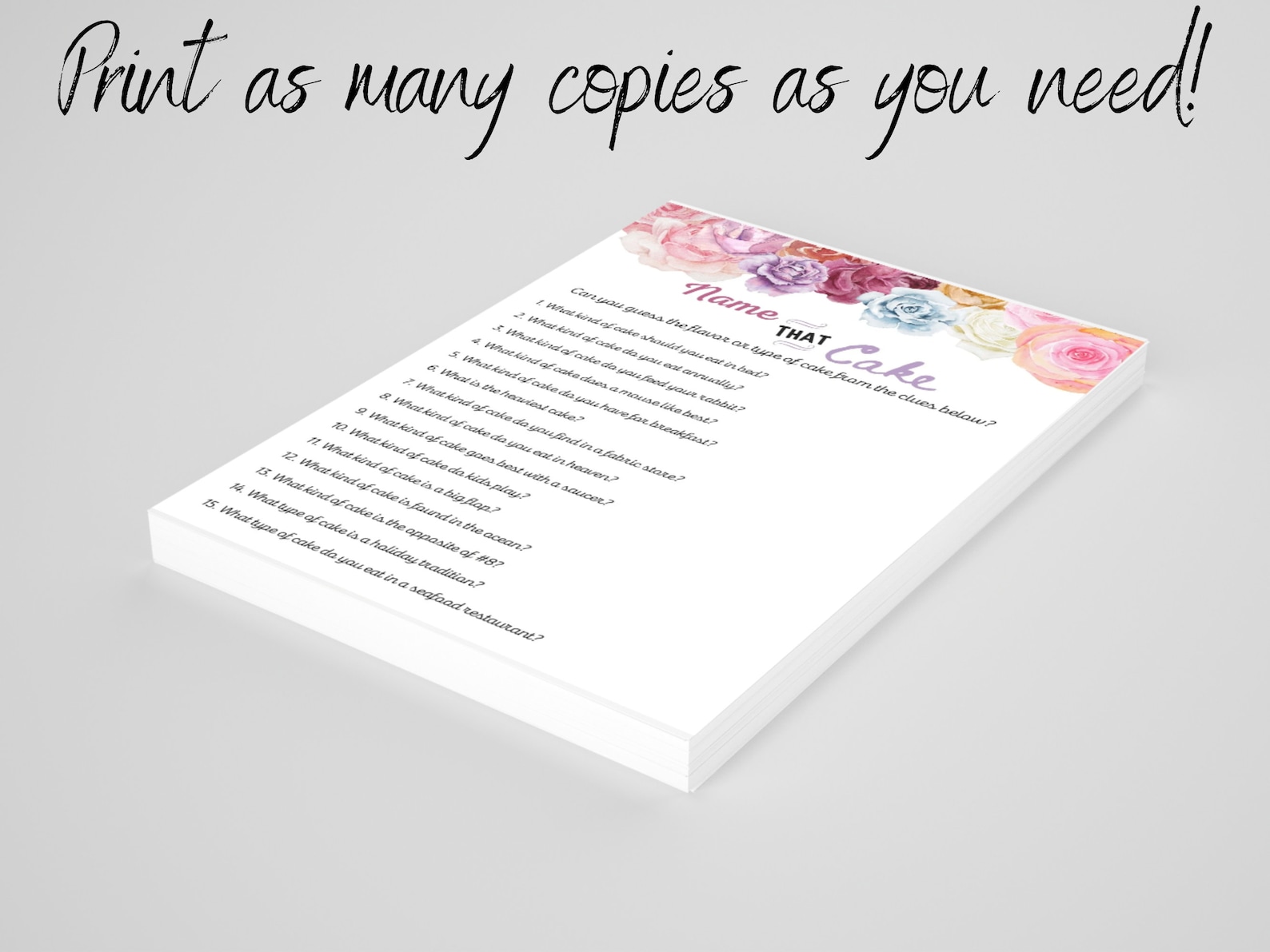 Name That Cake Printable Game With Answer Key - Etsy