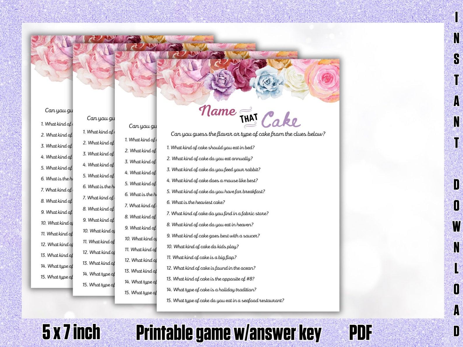 Name That Cake Printable Game With Answer Key - Etsy