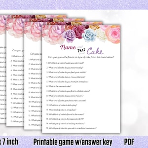 Name That Cake Printable Game With Answer Key - Etsy