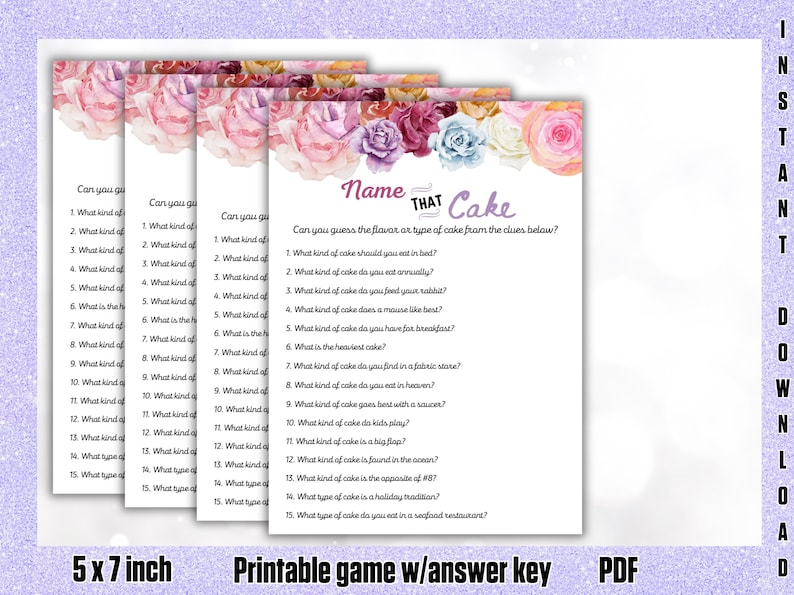 Name That Cake Printable Game With Answer Key - Etsy