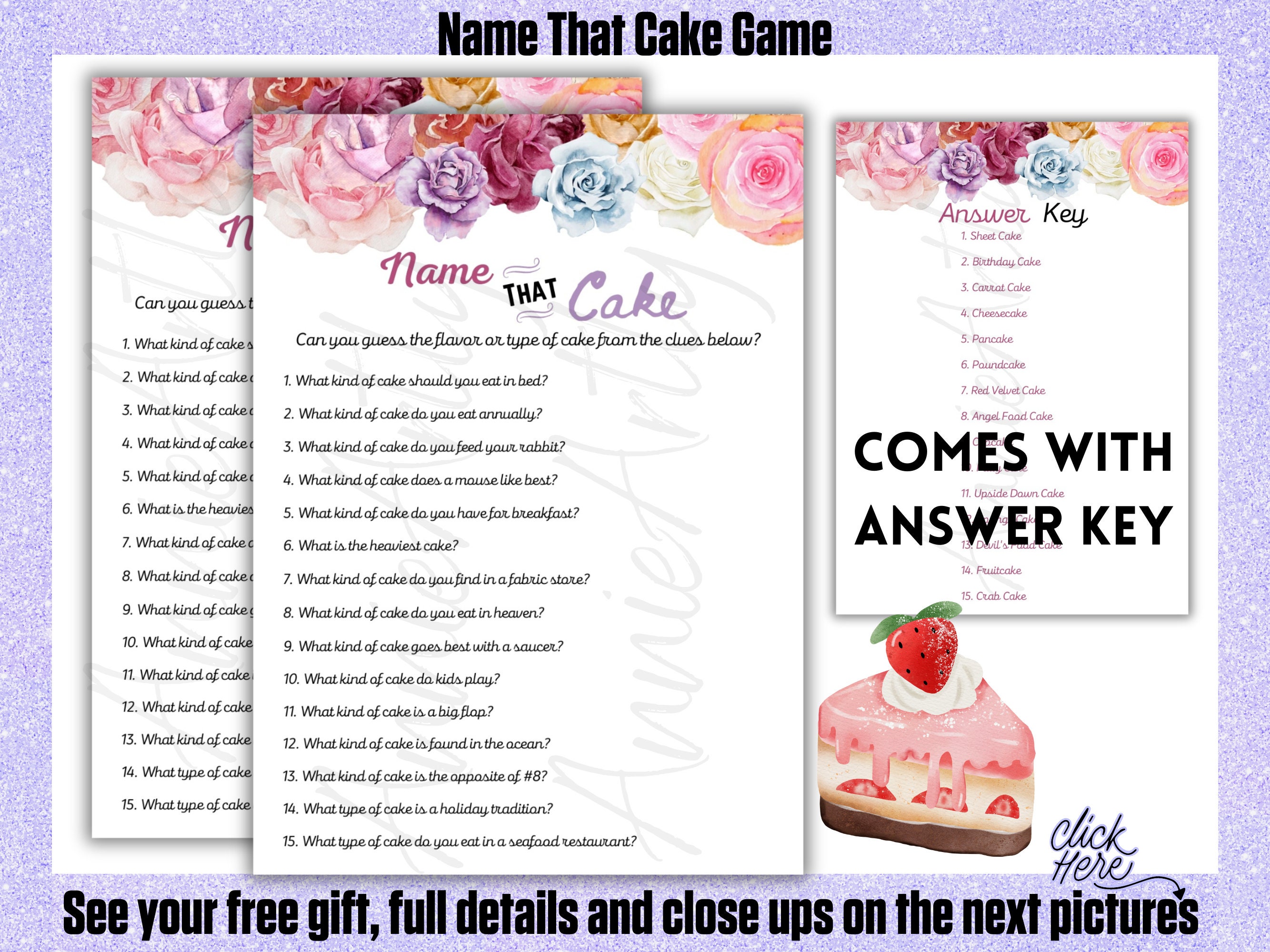 Name That Cake Printable Game With Answer Key - Etsy