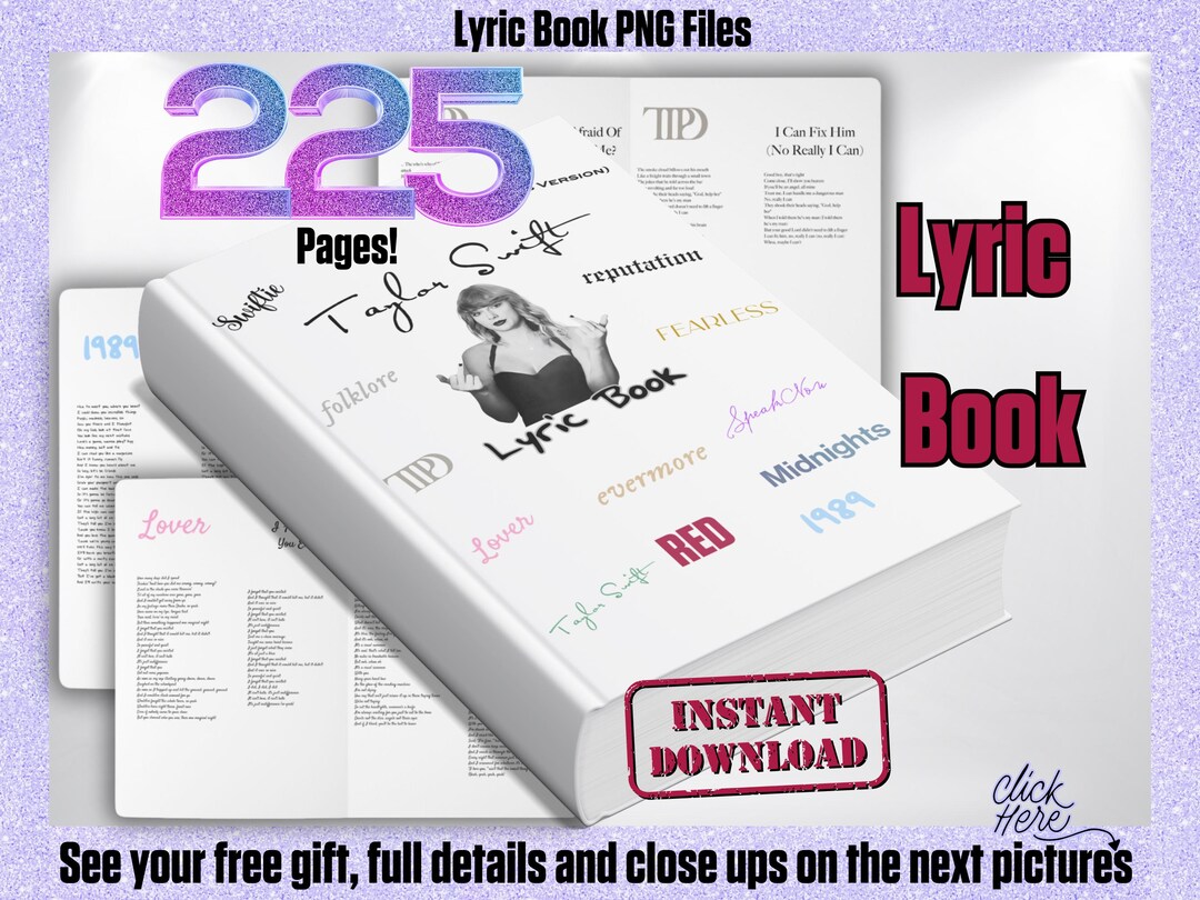 Taylor Swift Lyric Book PNG Bundle, Swiftie Song Book, Song Lyrics ...