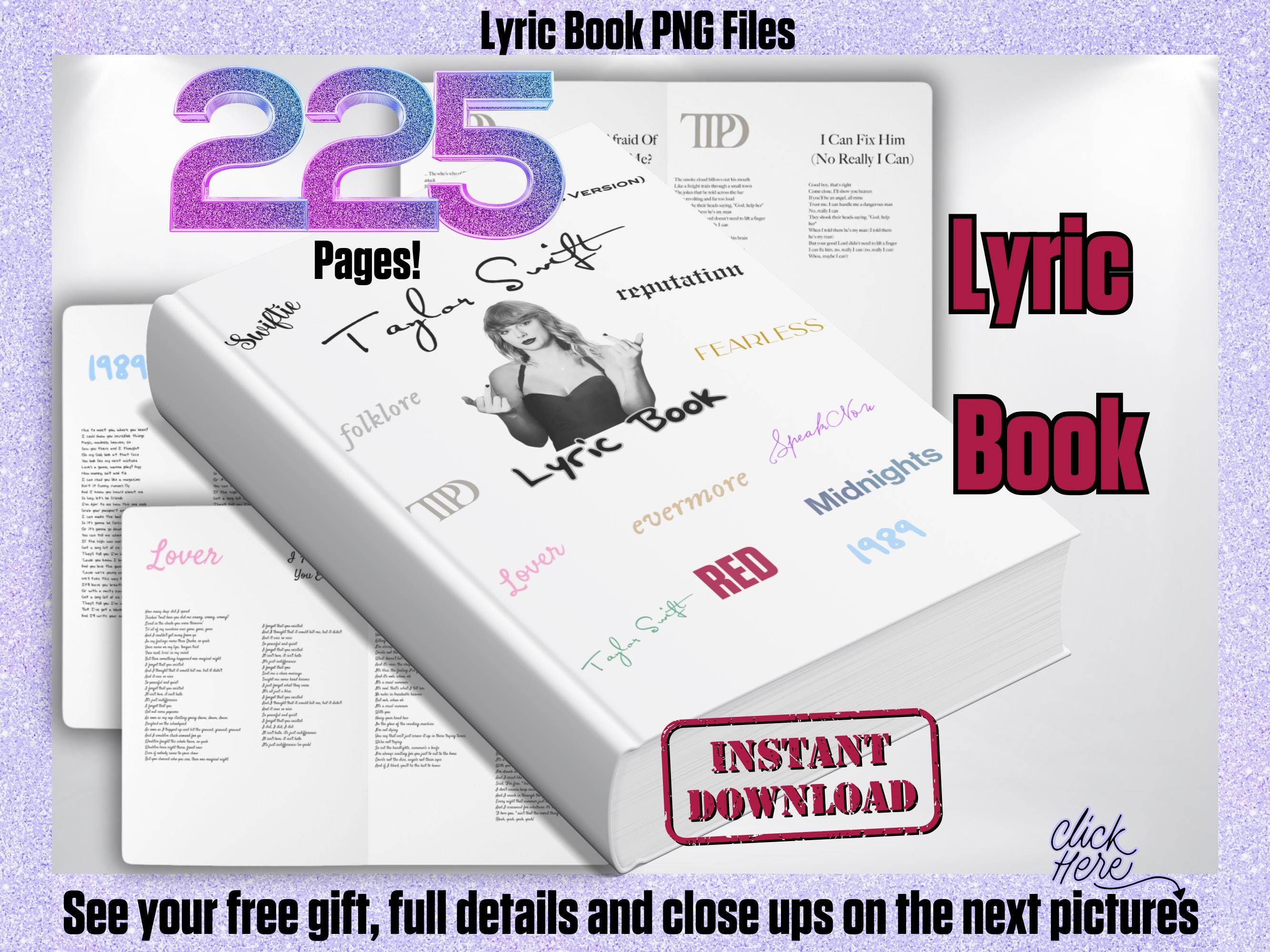 Taylor Swift Lyric Book PNG Bundle, Swiftie Song Book, Song Lyrics ...