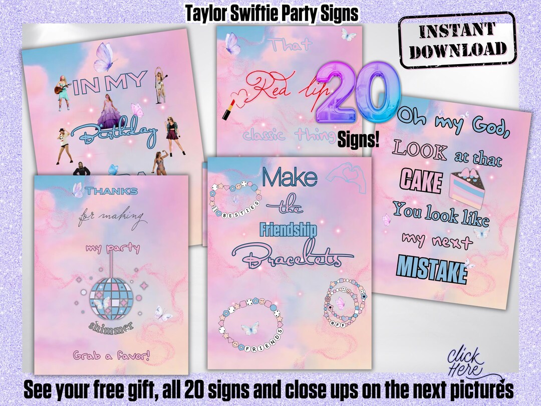 Taylor Swiftie Party Signs, Printable Swiftie Party Signs, Swiftie ...