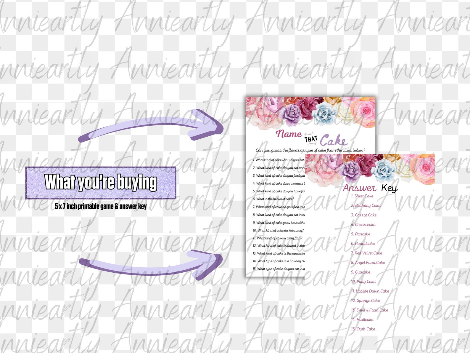 Name That Cake Printable Game With Answer Key - Etsy