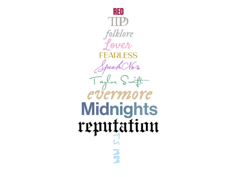 Taylor Trees, Album Title Tree, Christmas Tree PNG SVG, Swiftmas - Etsy