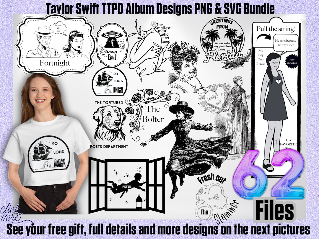 TTPD Album Song Designs PNG & SVG Bundle, Swiftie Png, Swiftie Merch ...