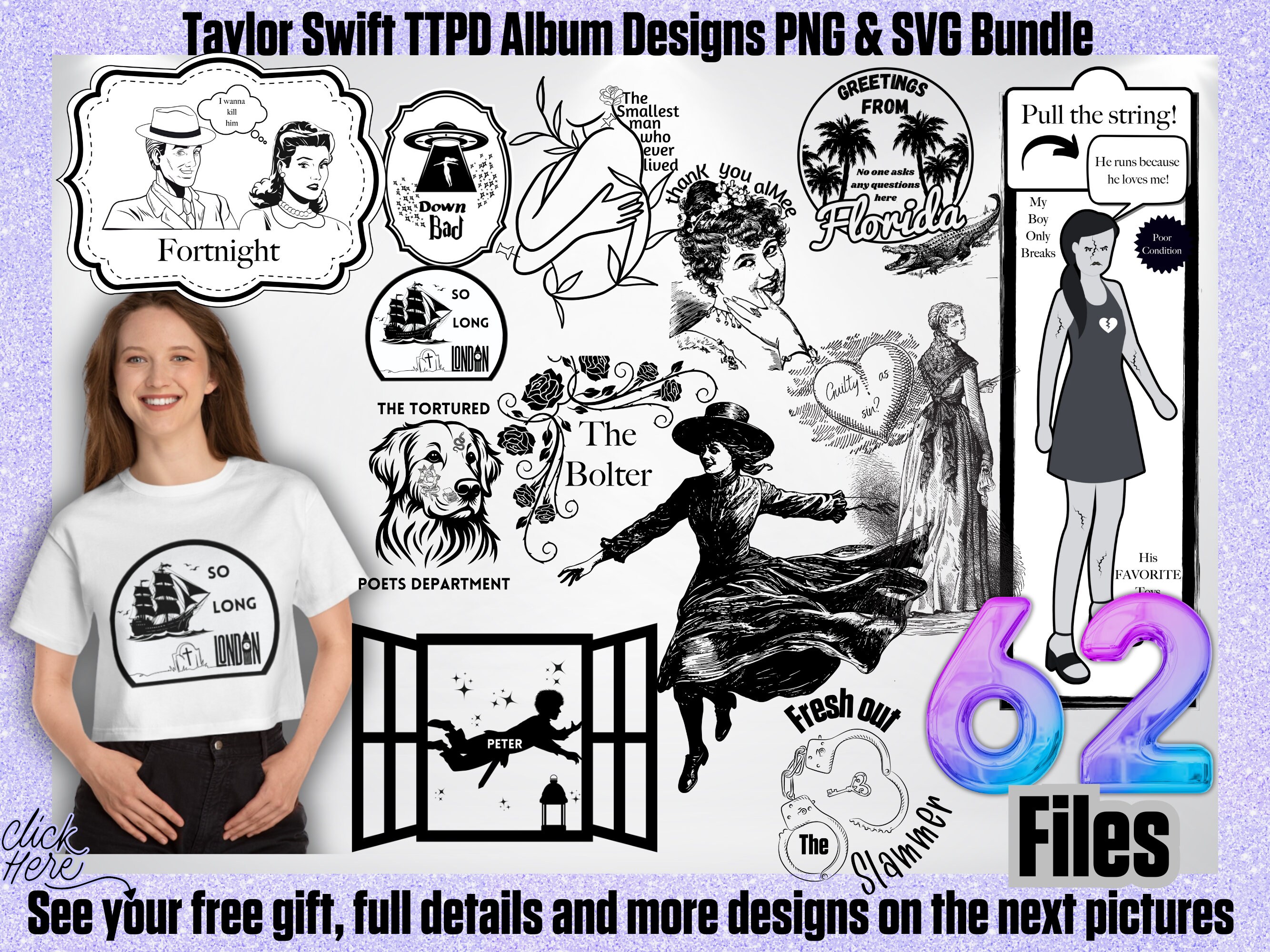 TTPD Album Song Designs PNG & SVG Bundle, Swiftie Png, Swiftie Merch ...