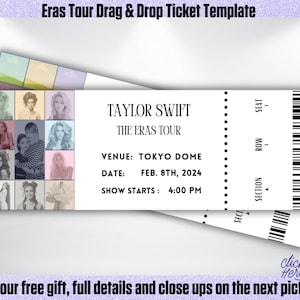 Eras Tour Ticket Invitation Template, Drag & Drop, Swiftie Merch, Canva ...