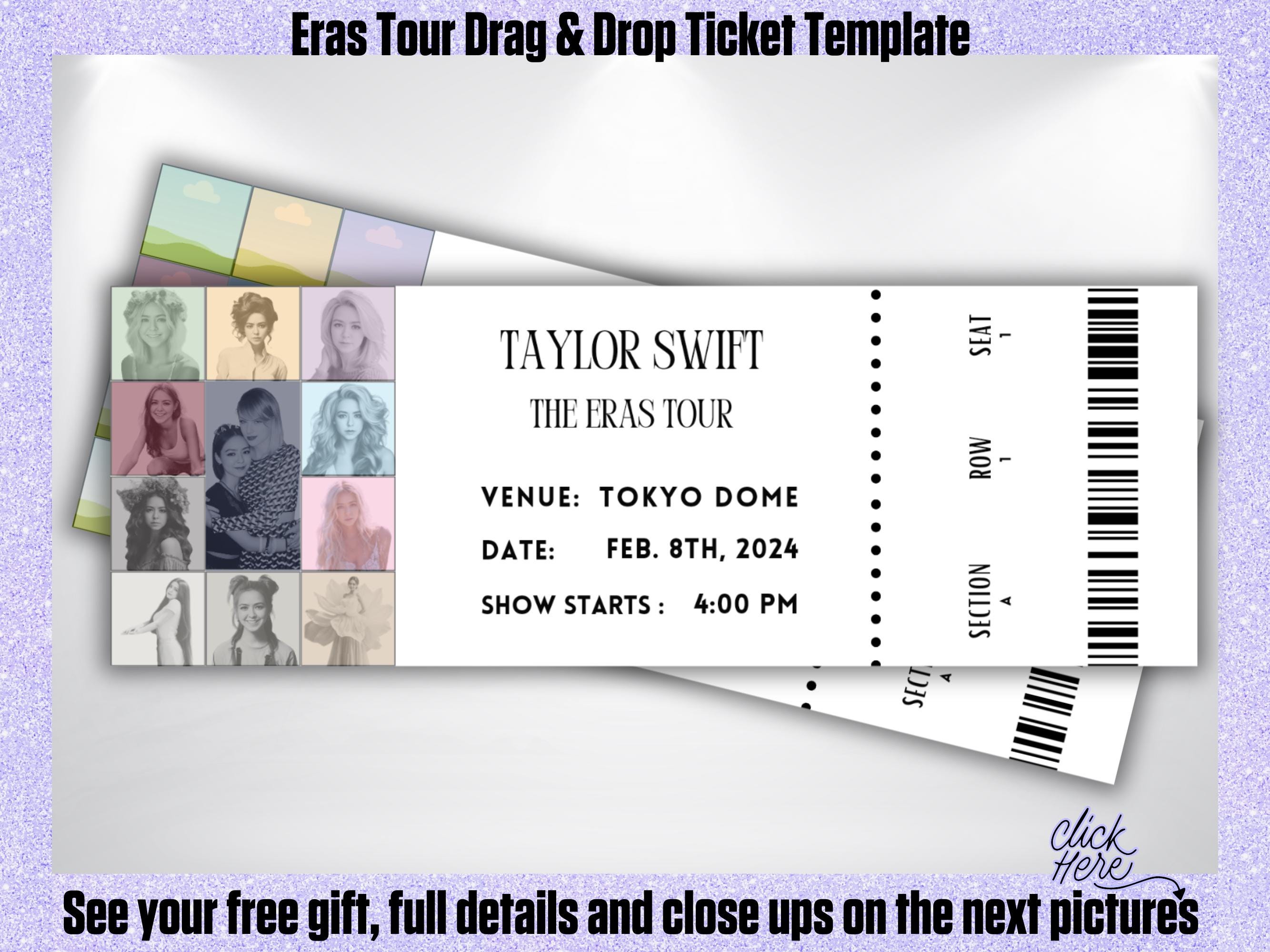 Eras Tour Ticket Invitation Template, Drag & Drop, Swiftie Merch, Canva ...