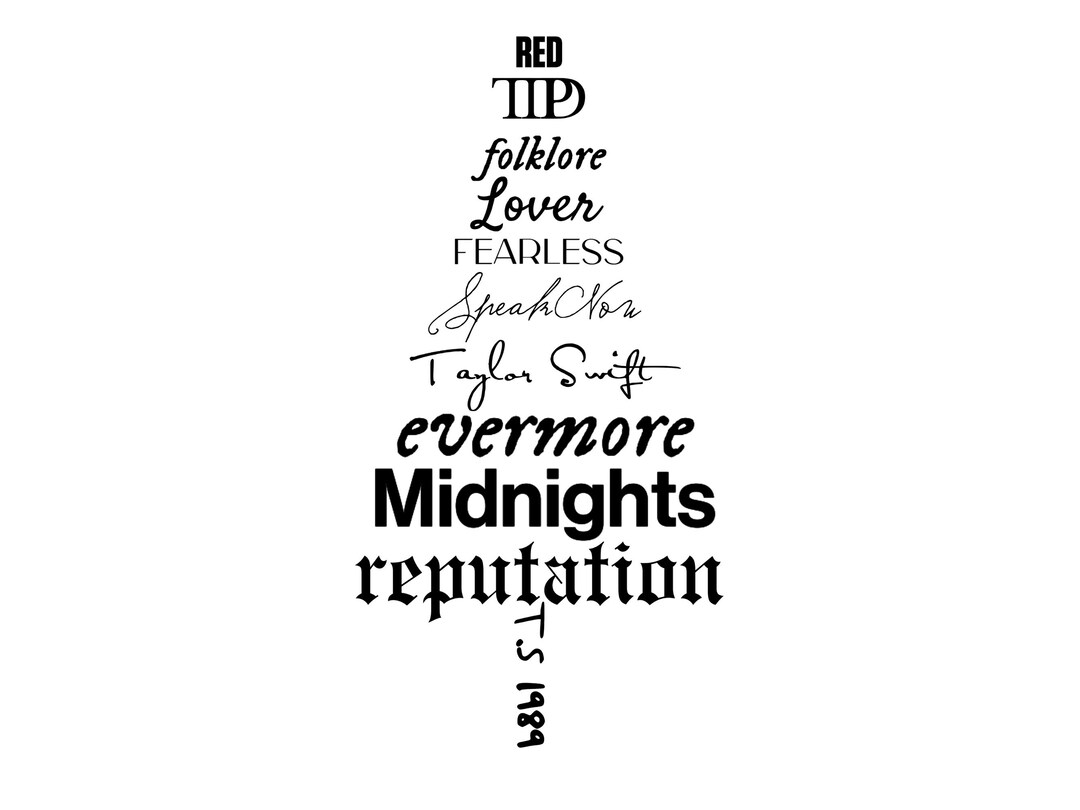 Taylor Trees, Album Title Tree, Christmas Tree PNG SVG, Swiftmas - Etsy