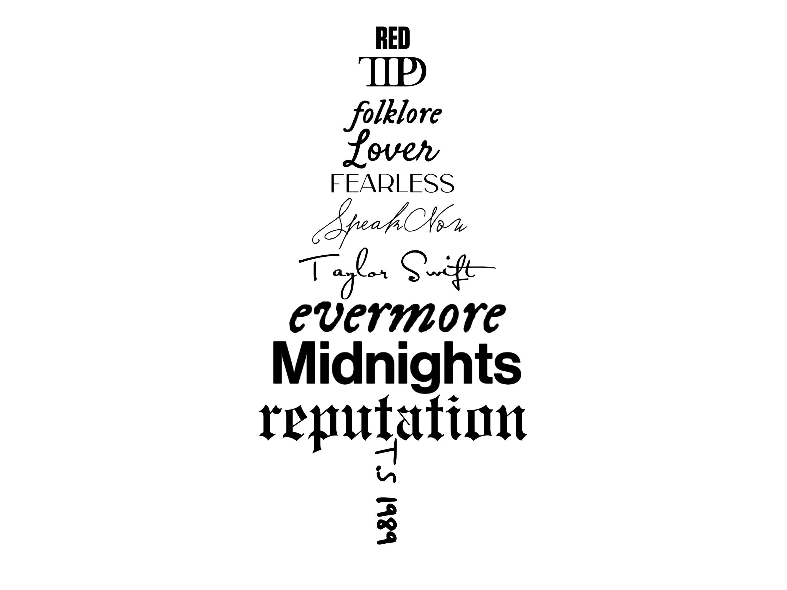 Taylor Trees, Album Title Tree, Christmas Tree PNG SVG, Swiftmas - Etsy