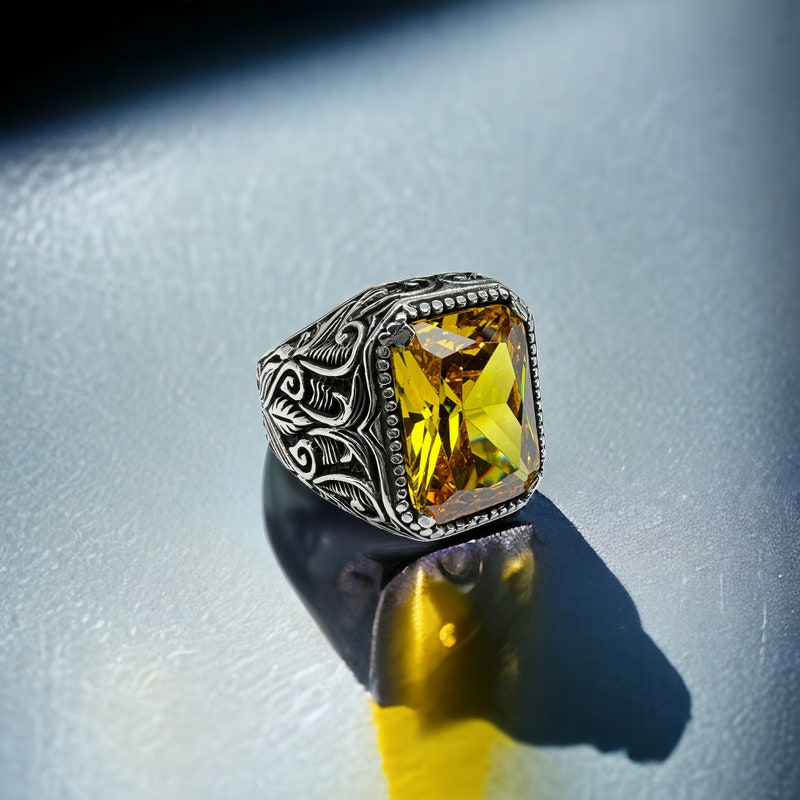 Yellow Stone Ring - Etsy