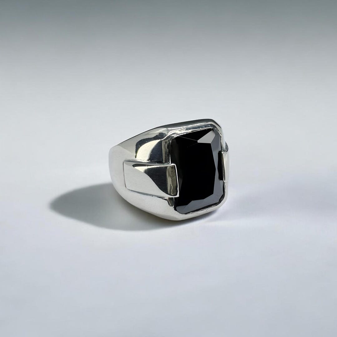 Black Onyx Stone Handmade Silver Men Ring, Elegant Men Ring, Black ...