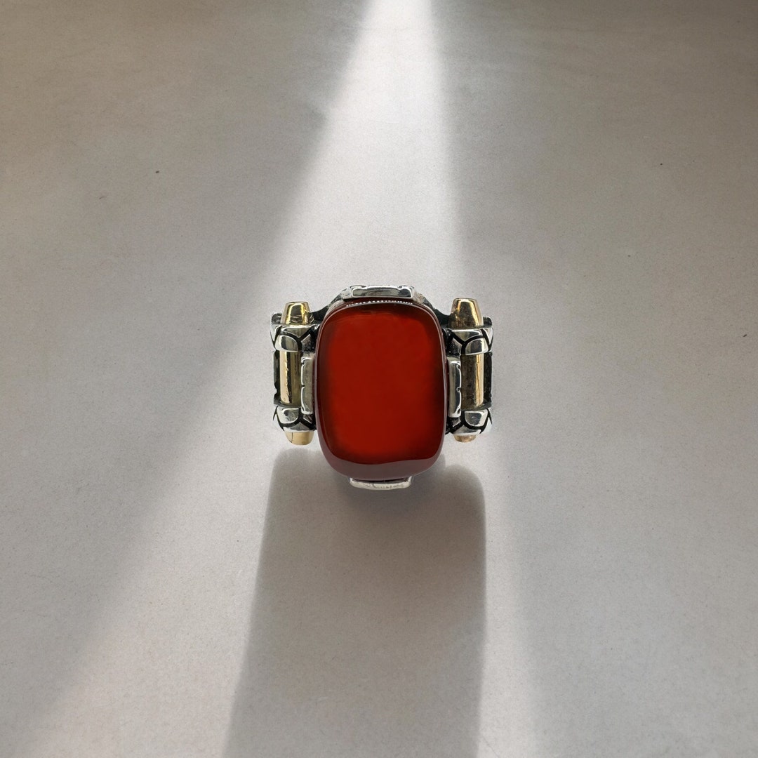 Agate Men Ring, Silver Handmade Men's Ring, Turkish Handmade Ring ...