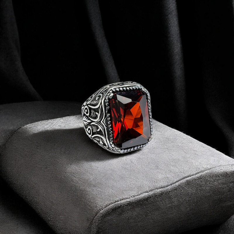 Red Stone Men Ring - Etsy