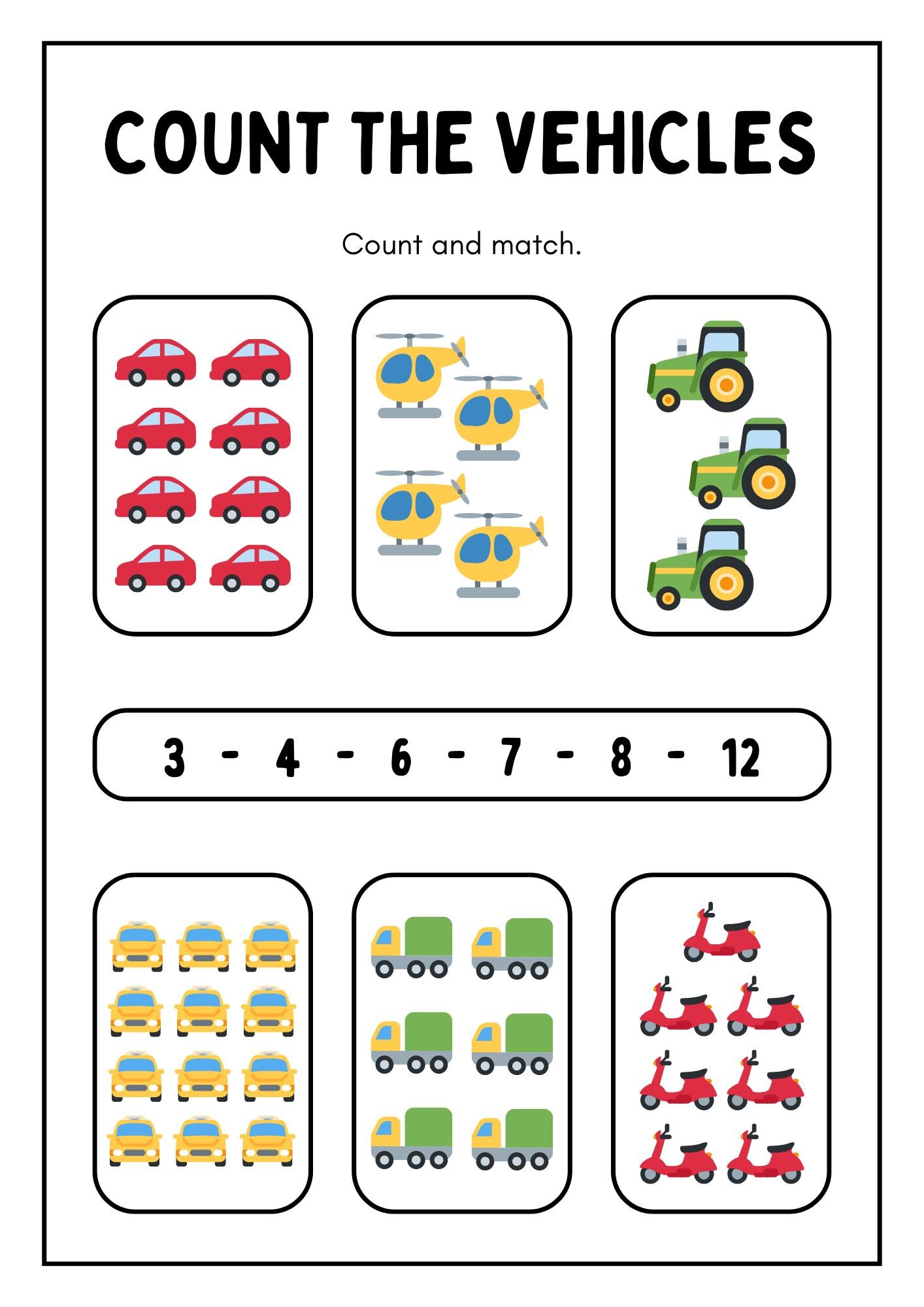 Count the Vehicles Worksheet (digital Download) - Etsy