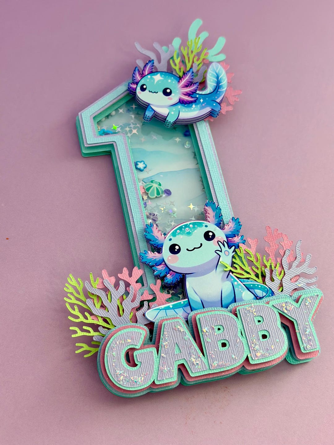 Axolotl Birthday Cake Topper: Under the Sea Party Decor - Etsy