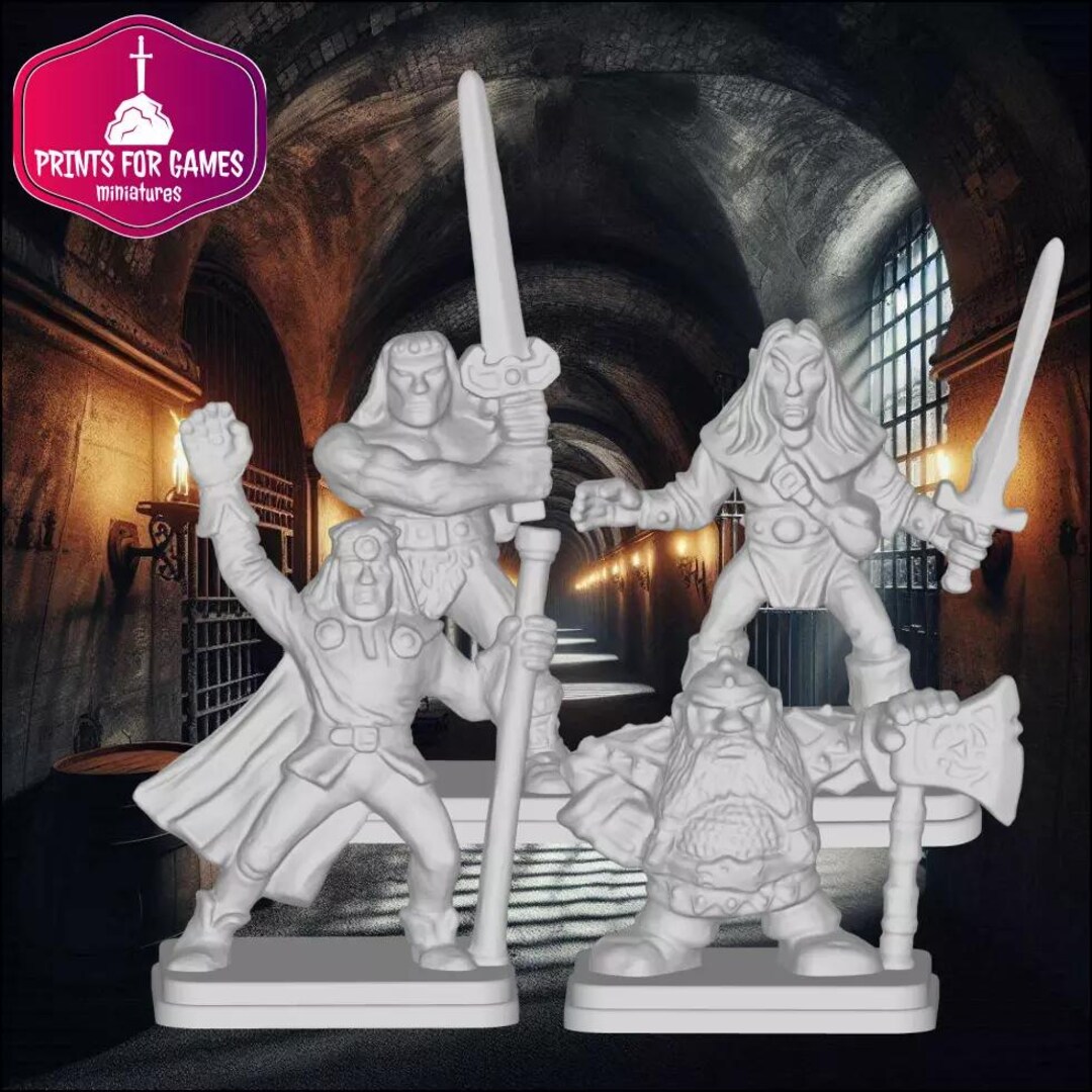 Classic HERO Figures From Heroquest barbarian Dwarf Elf Wizard Made of ...