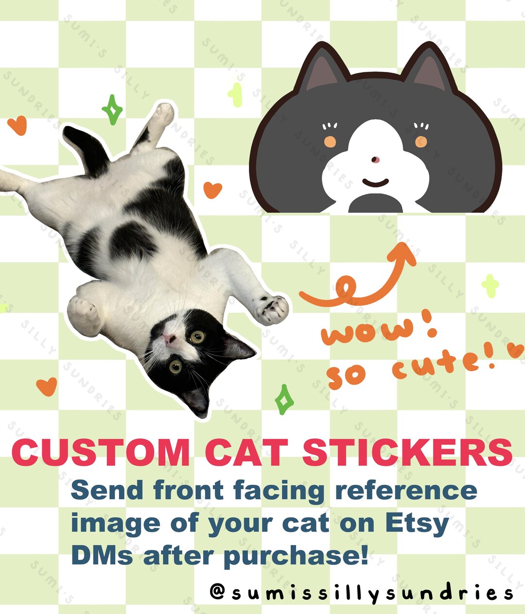 Custom Cat Peeker Sticker Customized Cat Peeker Personalized Art of ...