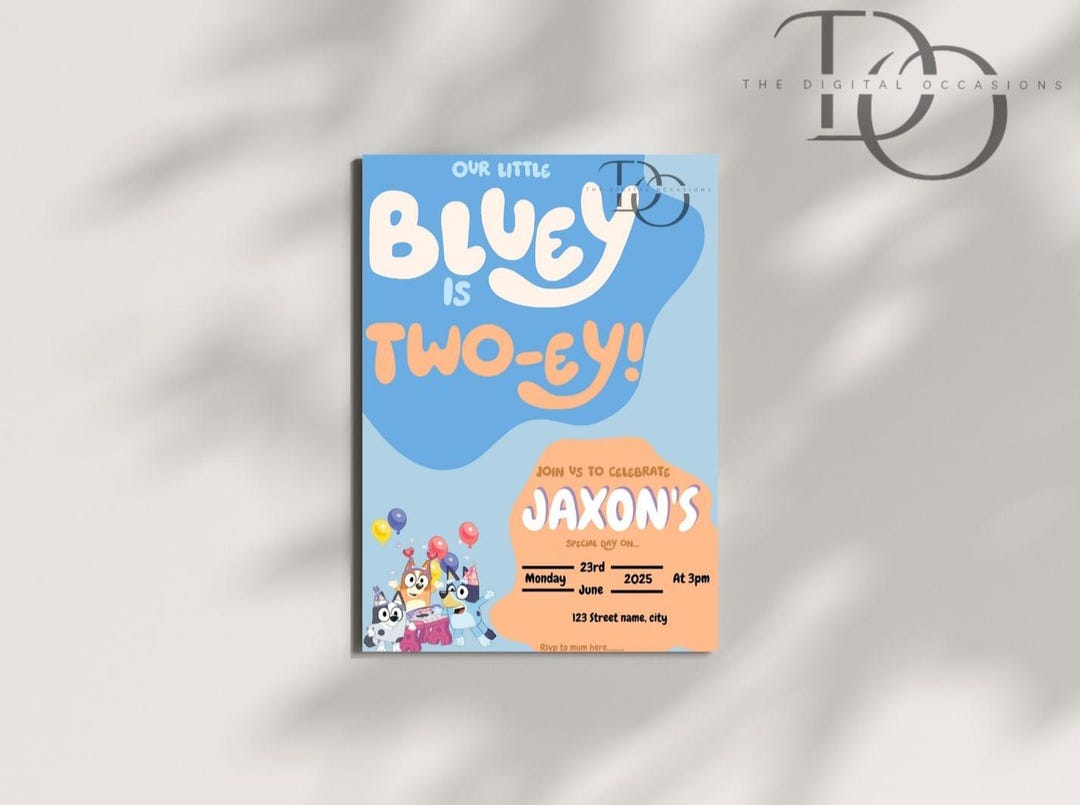 Bluey is Two-ey Themed Birthday Digital Invite - Etsy Australia