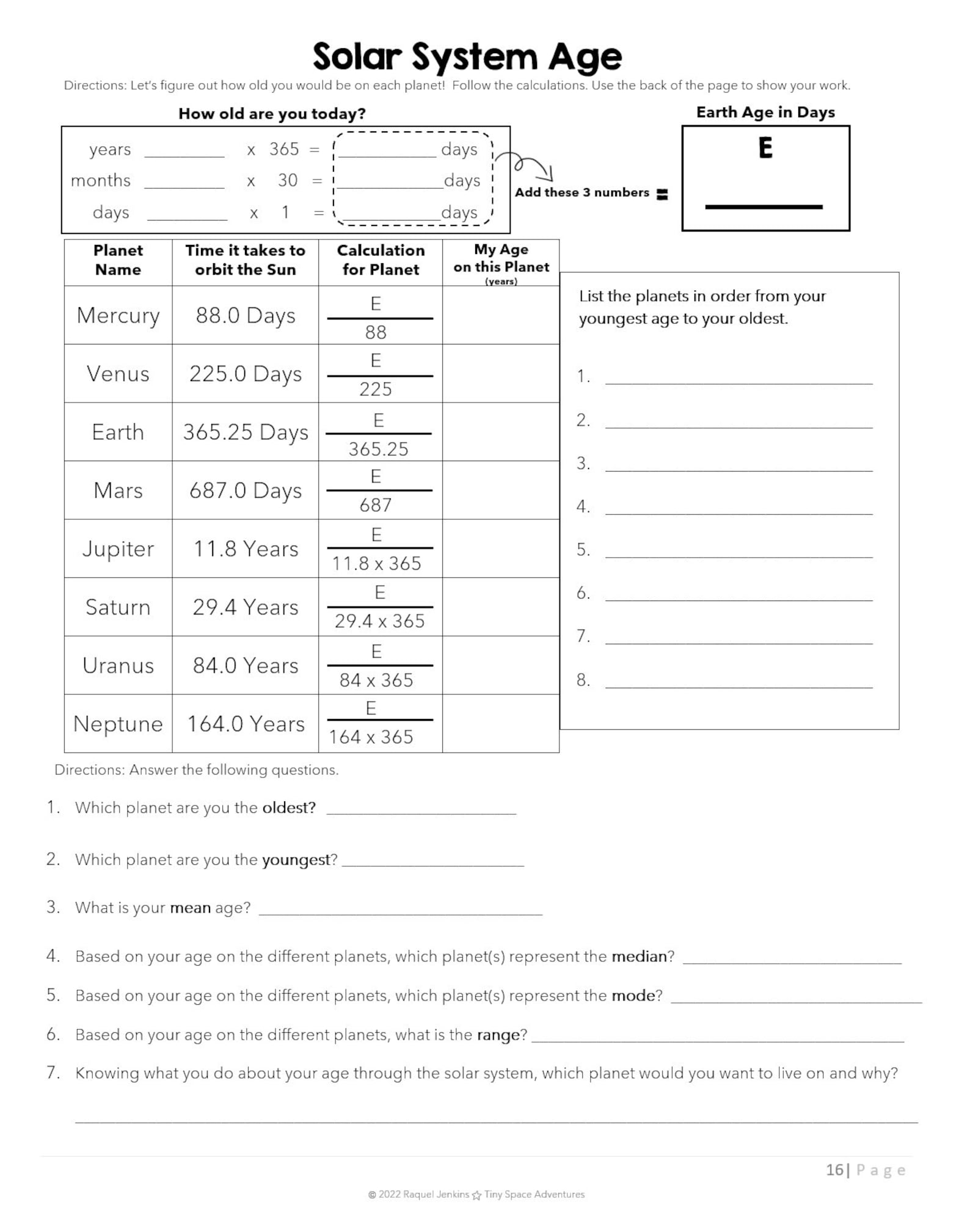 Math Adventure Through the Solar System, Teacher Educational Digital ...