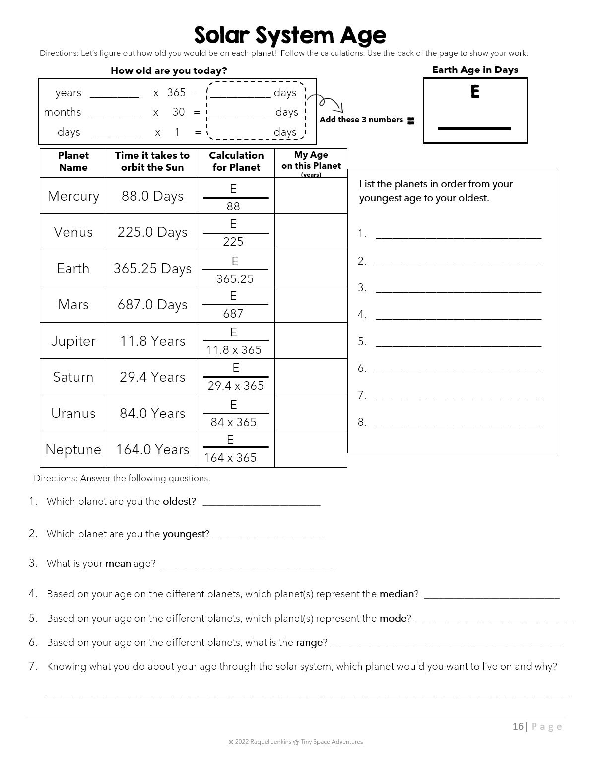 Math Adventure Through the Solar System, Teacher Educational Digital ...