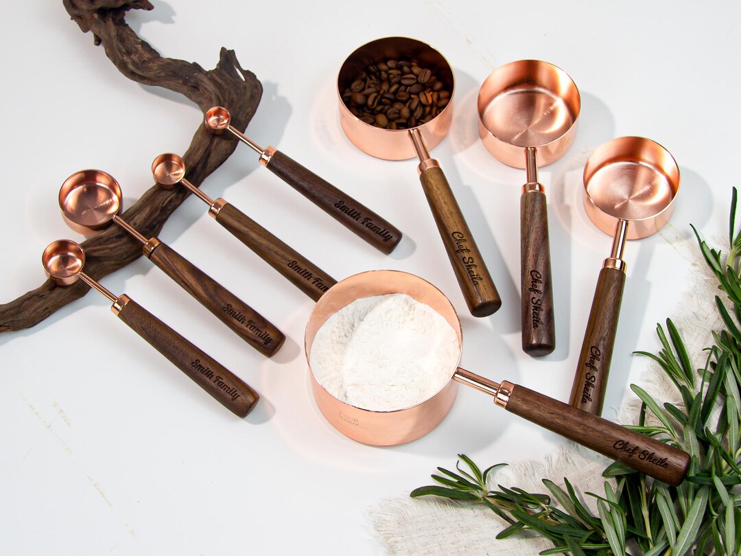 Personalized Wood Measuring Cups Set, Custom Engraved Measuring Spoons ...