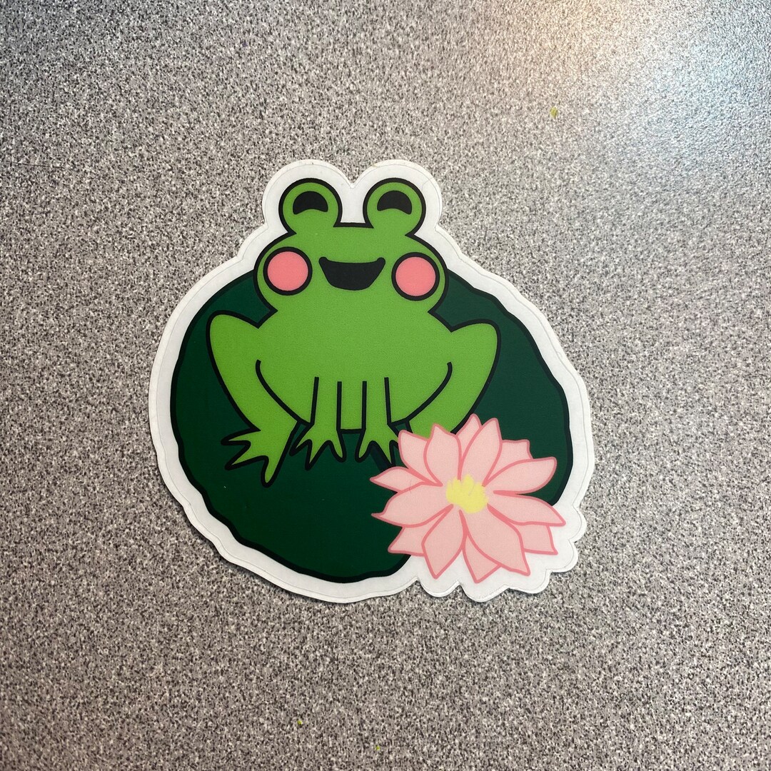 Happy Frog Waterproof Vinyl Sticker, Fun Colorful Water Bottle ...