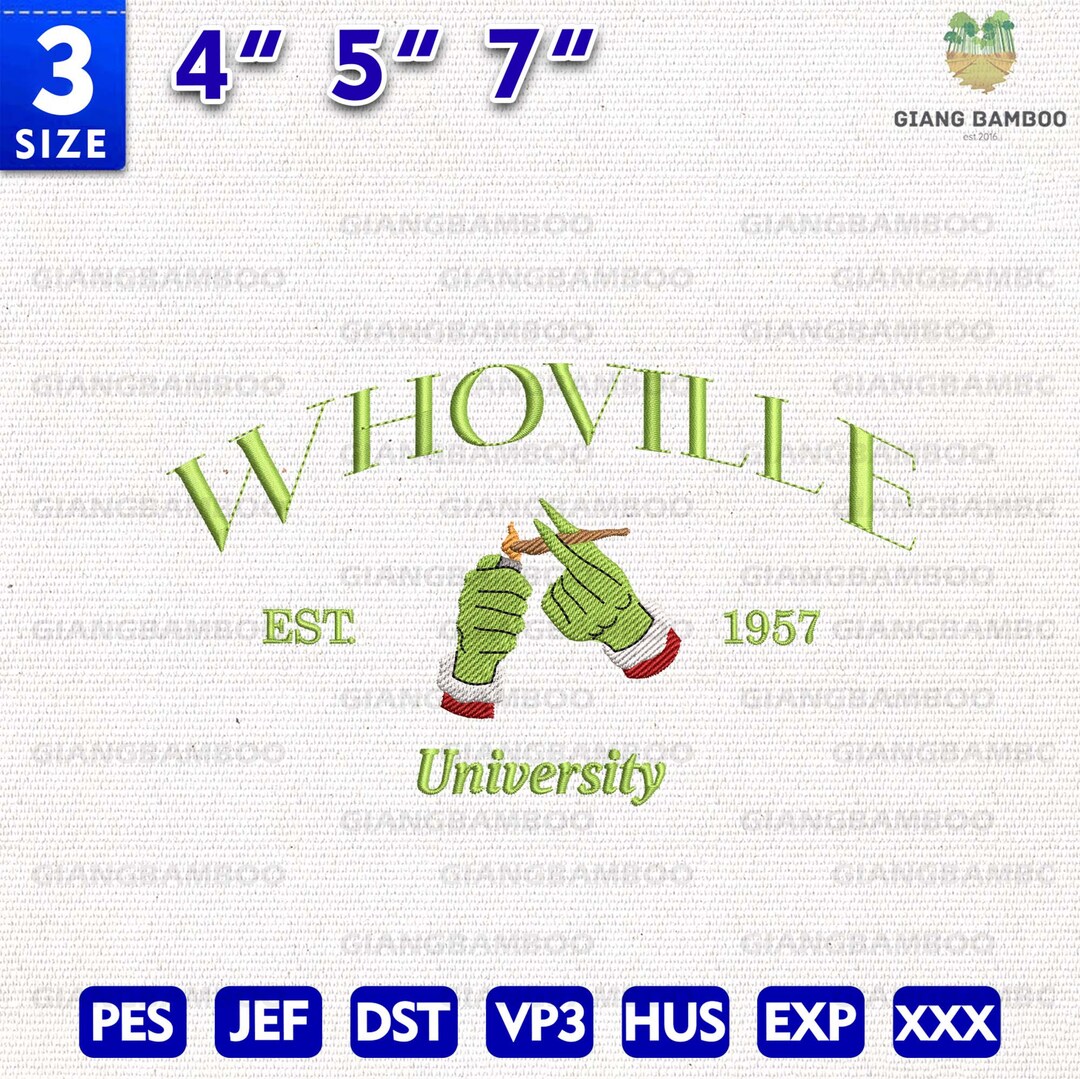 Green University Embroidery Design, Christmas Embroidery Design ...