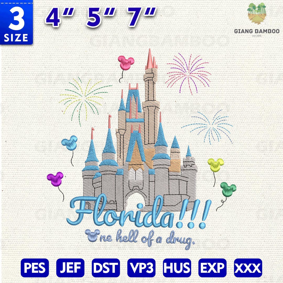 Magic Mouse Castle Embroidery Design, Magic Kingdom Embroidery Design ...