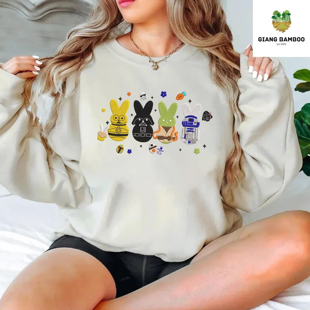 Movie Easter Peeps Embroidered Youth Jumper, Easter Day Embroidered Sweatshirt, Easter Cartoon ...