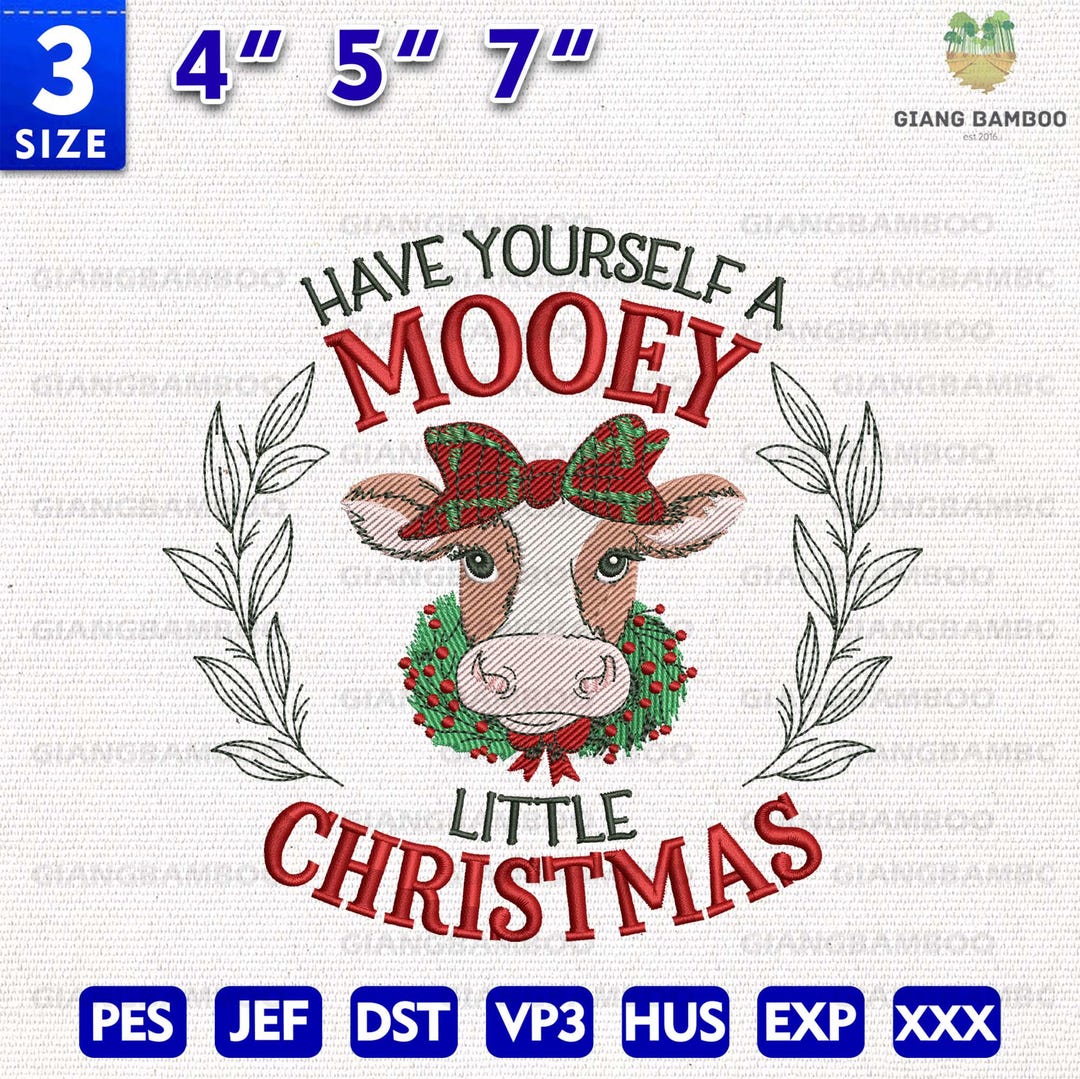 Cow Embroidery Design, Christmas Embroidery Design, Have Yourself A ...