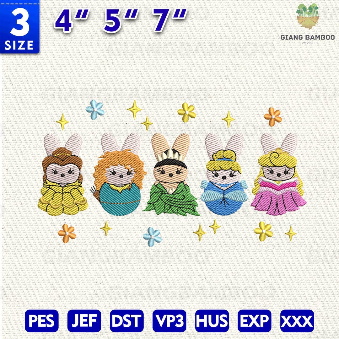 Princess Easter Peeps Embroidery Design, Easter Day Embroidery Design ...
