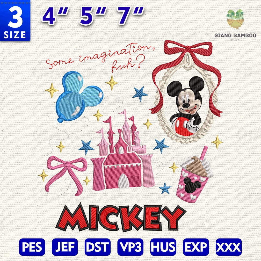 Magic Kingdom Embroidery Design, Mouse Cartoon Embroidery Design ...