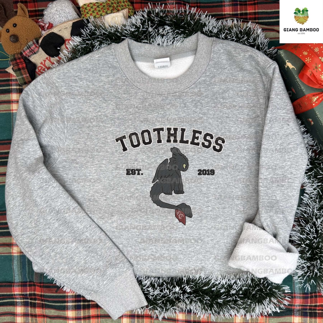How to Train Your Dragon Toothless Embroidered Sweatshirt, Embroidered ...