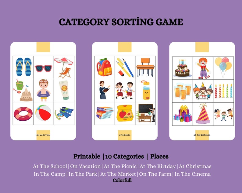 Printable Category Game Sorting Activity Preschool Category Worksheet ...