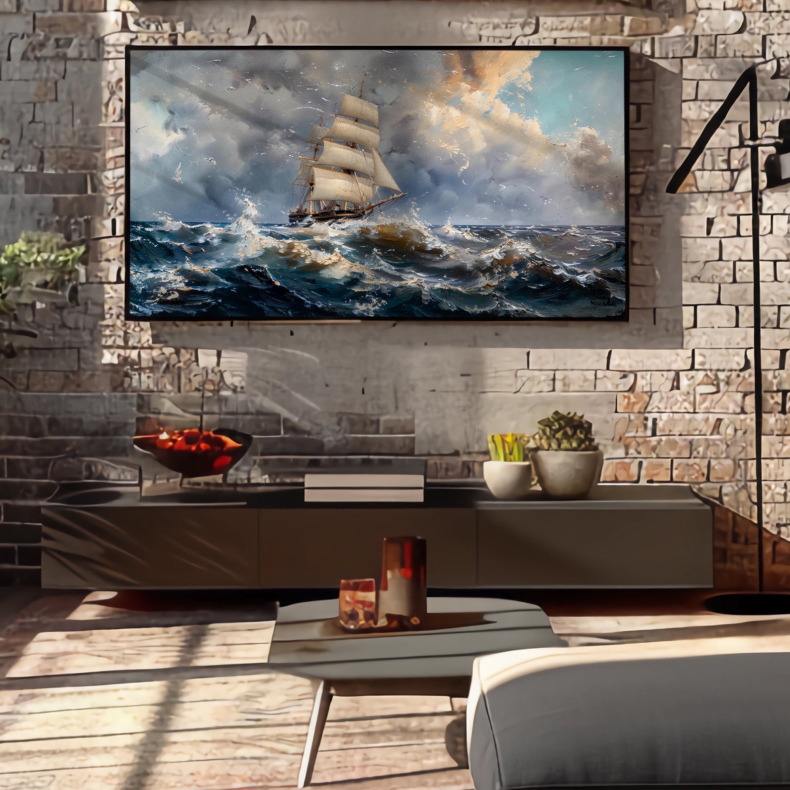 Frame TV Art | Samsung Frame TV Art | Sailing Ship | Traditional Oil ...