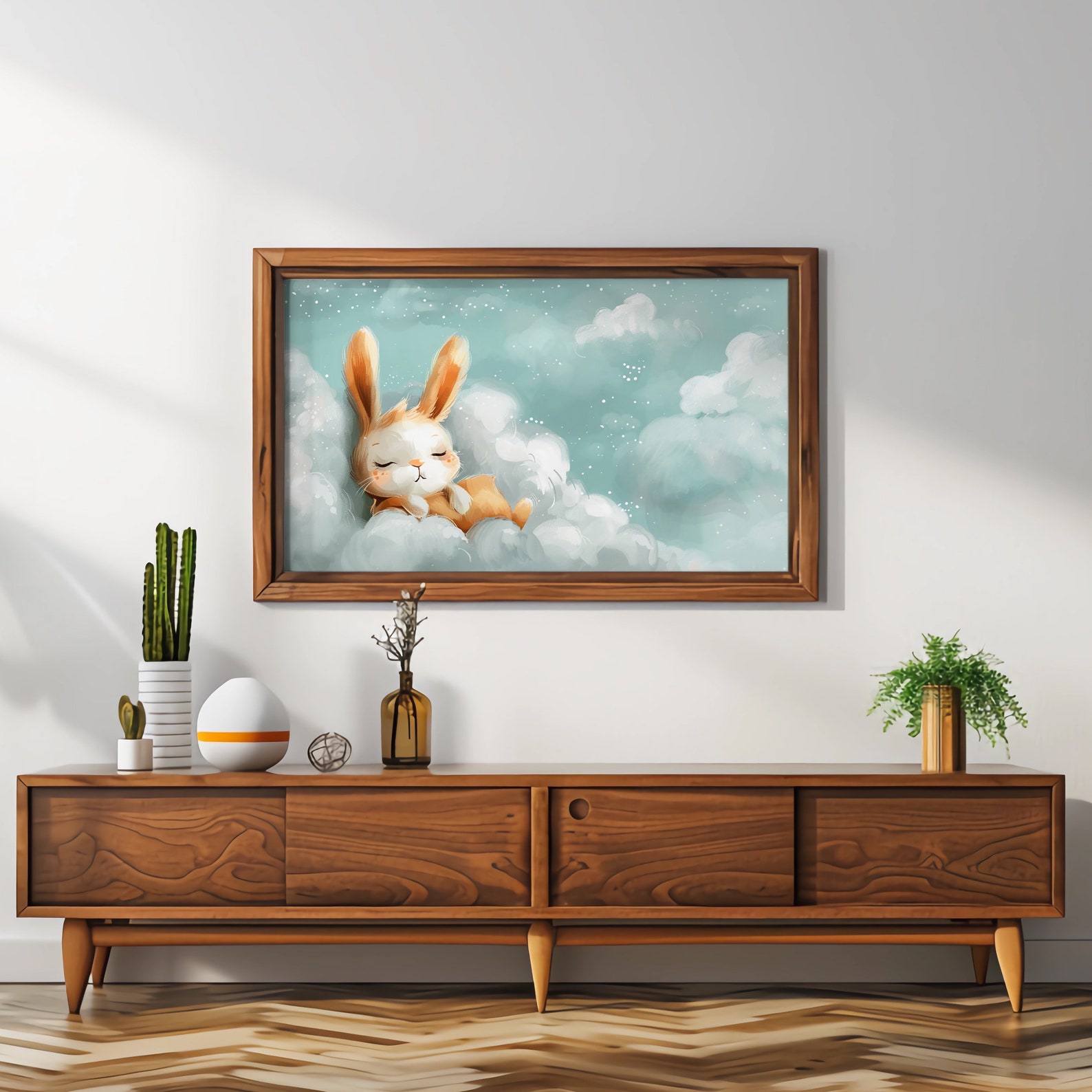 Samsung Frame TV Art | Cute Baby Rabbit Sleeping on Clouds | Children's ...