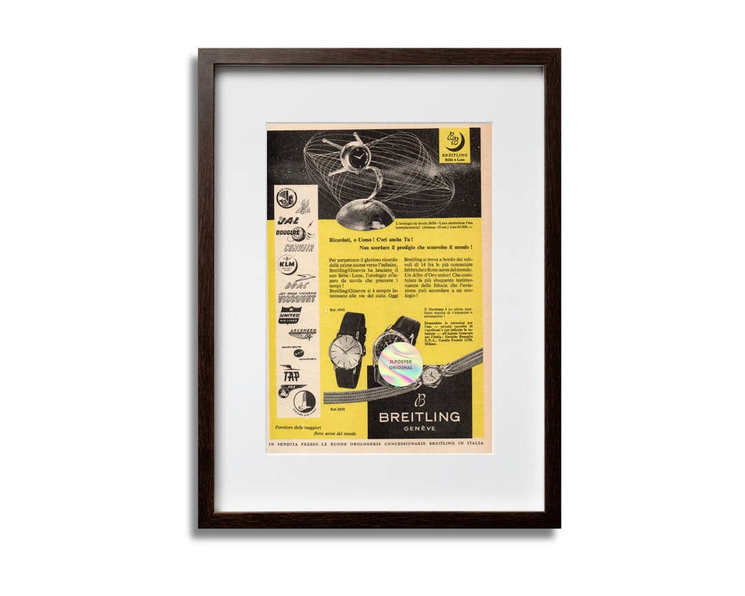 Breitling Original 1967 Italian Magazine Ad Watch Advertising Poster ...