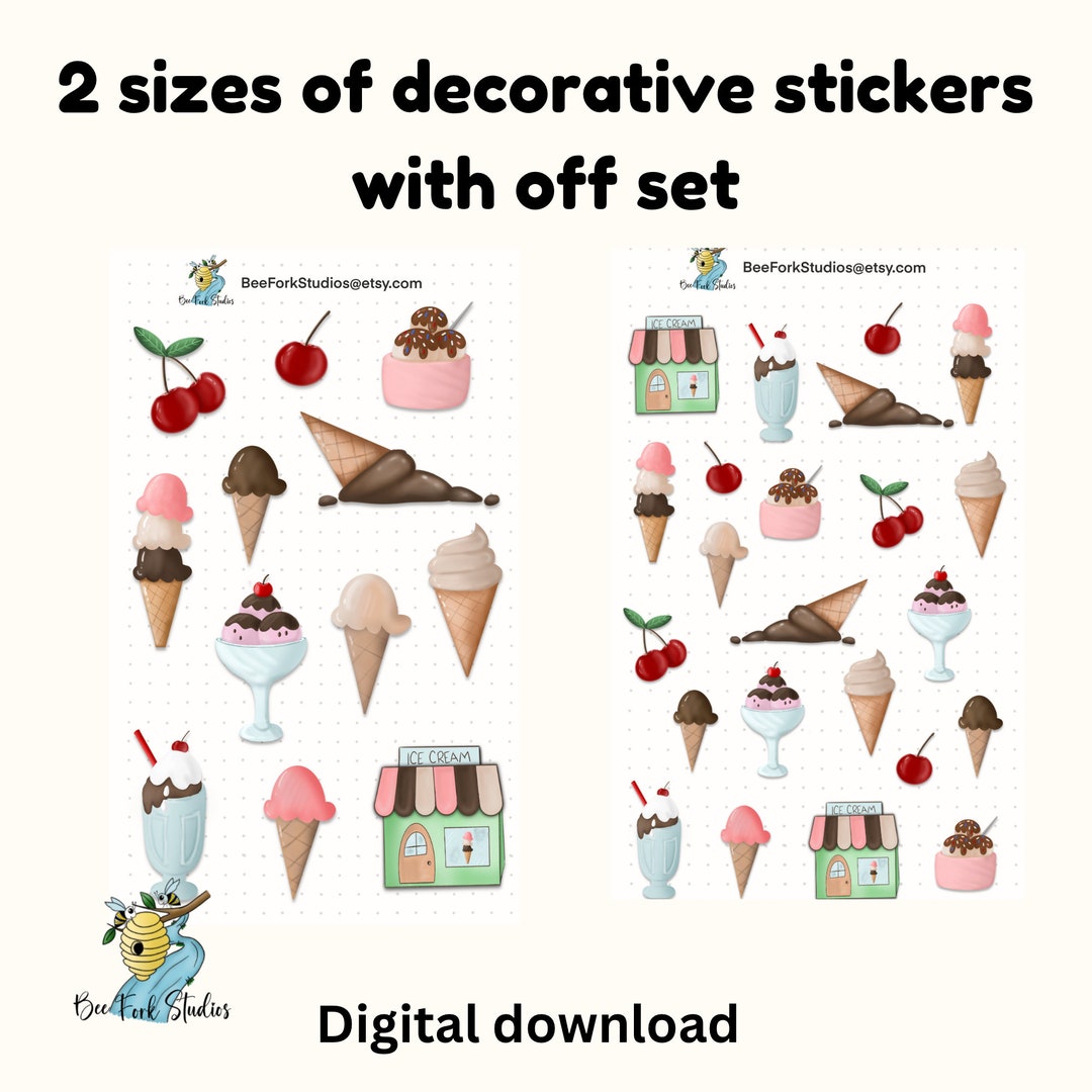 Ice Cream Shop Bullet Journaling Printable Stickers, Ice Cream Planner ...
