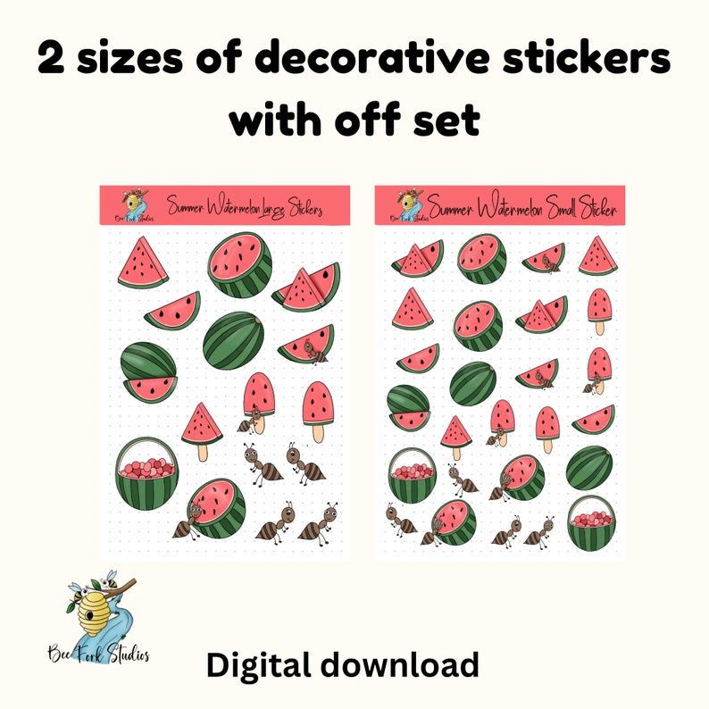 Watermelon Bullet Journaling Printable Sticker Set, Watermelon Planner ...