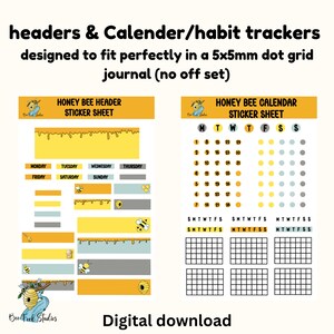 Honeybees Bullet Journaling Printable Sticker Set, Honeybees Planner ...