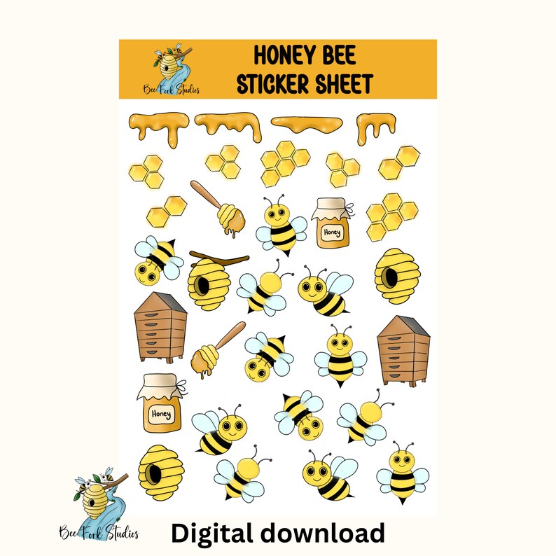 Honey Bees Bullet Journaling Printable Stickers, Honey Bees Planner ...