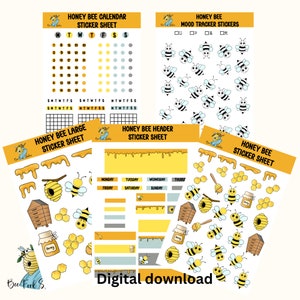 Honeybees Bullet Journaling Printable Sticker Set, Honeybees Planner ...