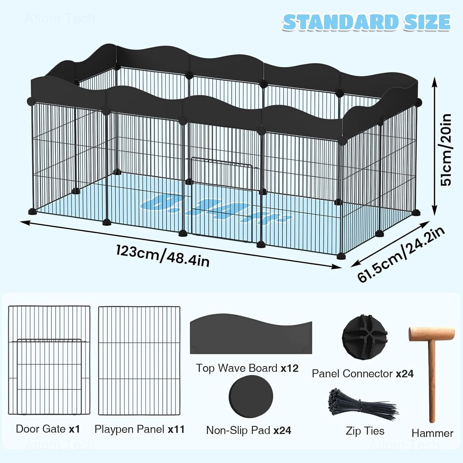 DIY Small Animals Cage With Door, Premium Metal Mesh Yard Fence Small ...