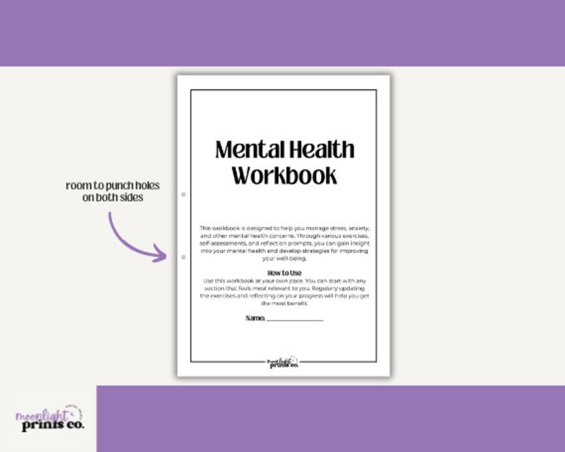 Mental Health Workbook Worksheets Minimalistic Workbook Printable ...