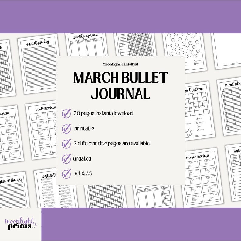 March Bullet Journal | March Planner | Organiser | Minimalistic ...