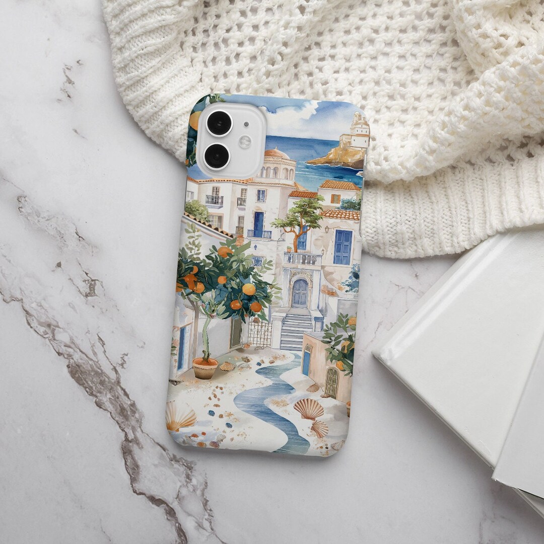 Santorini Collage Phone Case, Coastal Aesthetic Case, Mediterranean ...