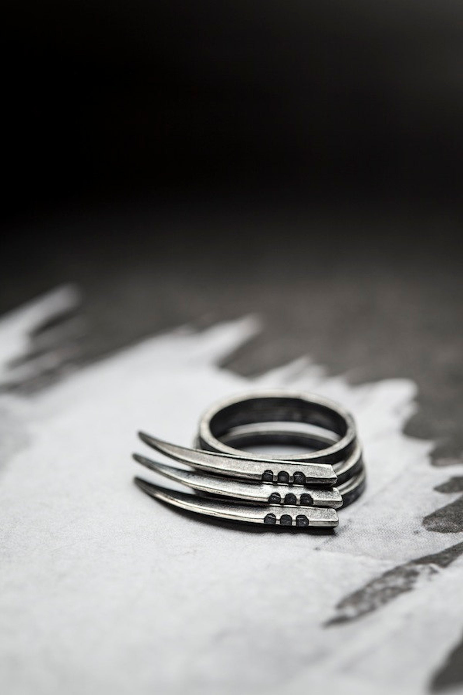 EME: Scythe Rings Set of 3 Sterling Silver Stacking Rings - Etsy